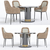 Minotti Bellagio Table and Creed Dining chair - Table + Chair - 3D model