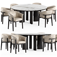 Poliform Concorde Table Round - Table + Chair - 3D model