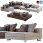 Blanche Coin Sofa With Ottoman - Sofa - 3D model