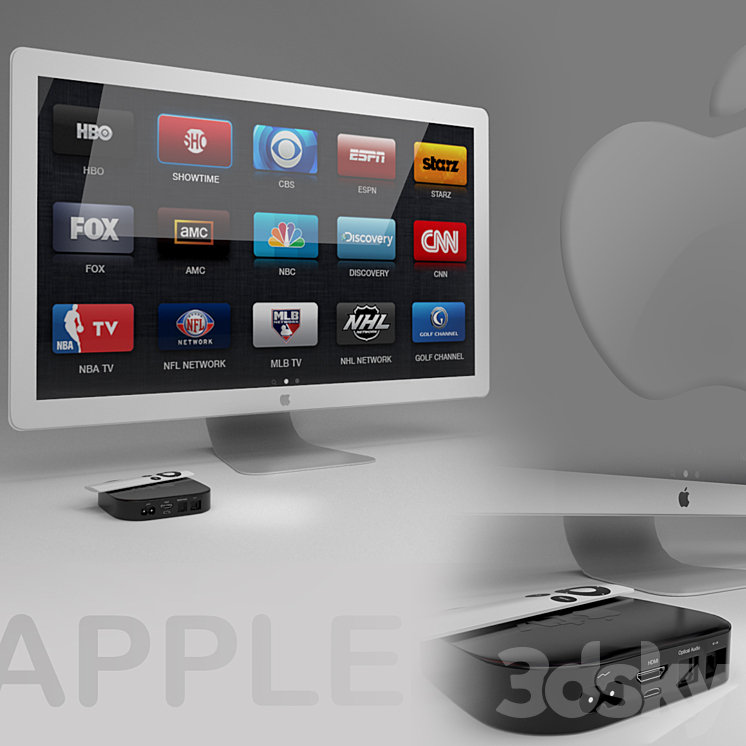 Apple TV - TV - 3D model