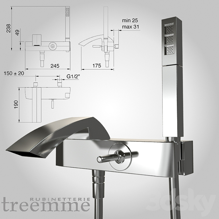 Rubinetterie treemme Arche - Faucet - 3D model