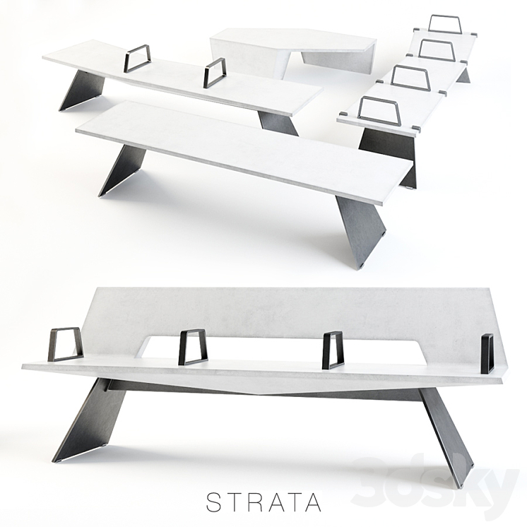 Bench Strata - Urban environment - 3D model
