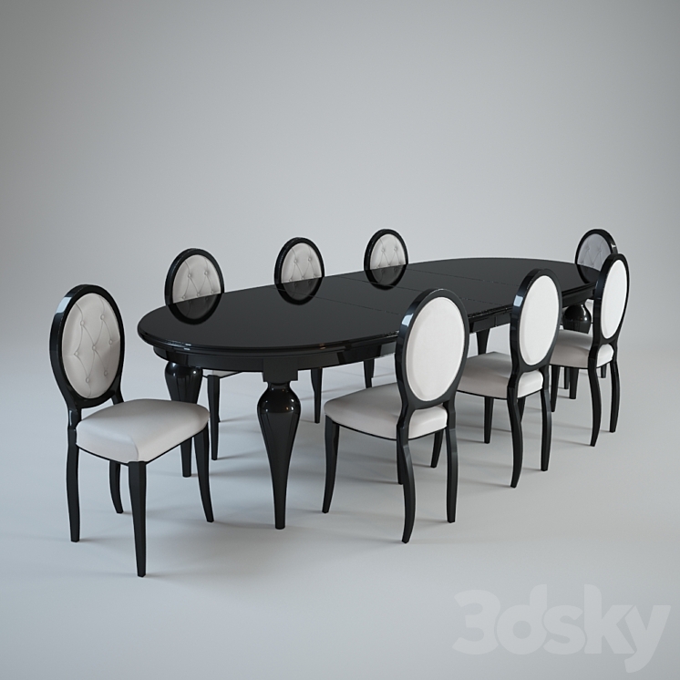 DV home BERRY tavolo & HILTON chair - Table + Chair - 3D model