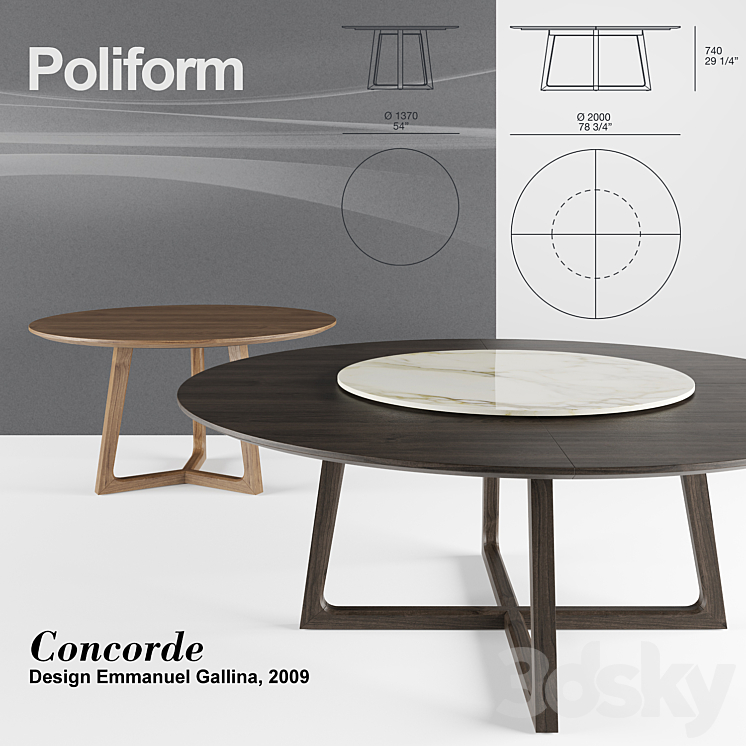 Poliform Concorde set 1 - Table - 3D model