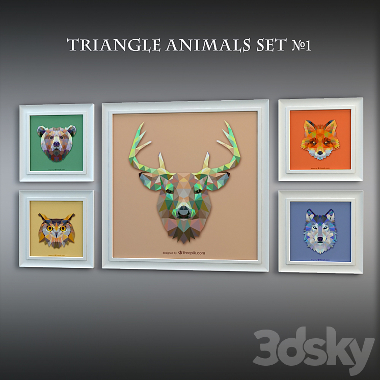 Triangle Animals Set №1 - Frame - 3D model