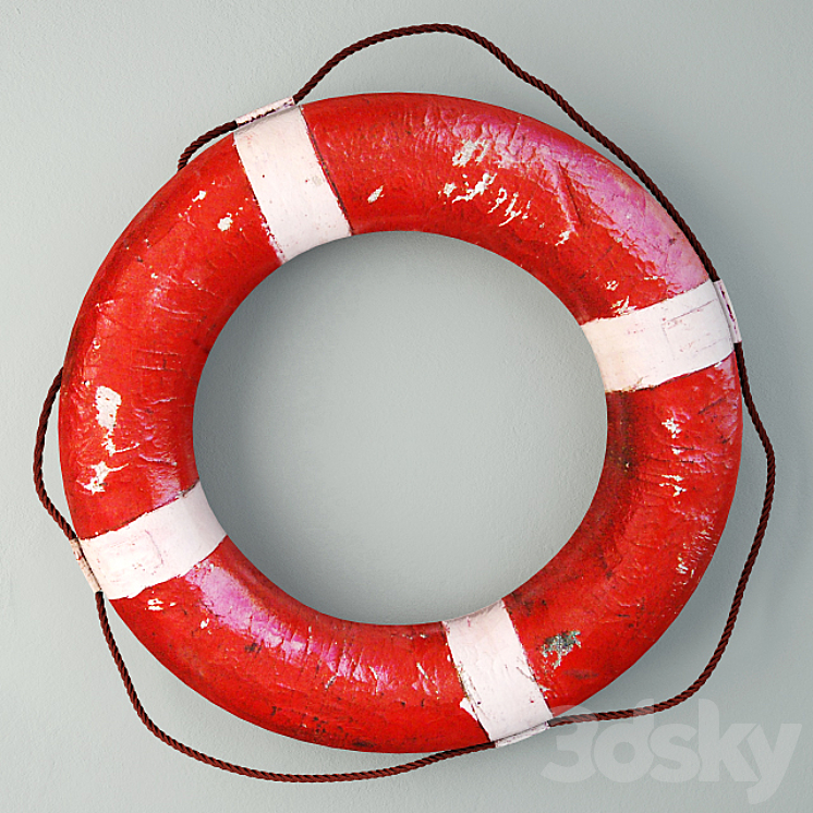 1950s Red & White Life Preserver - Other decorative objects - 3D model