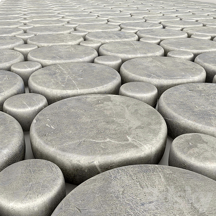 Round cobbles - Paving - 3D model