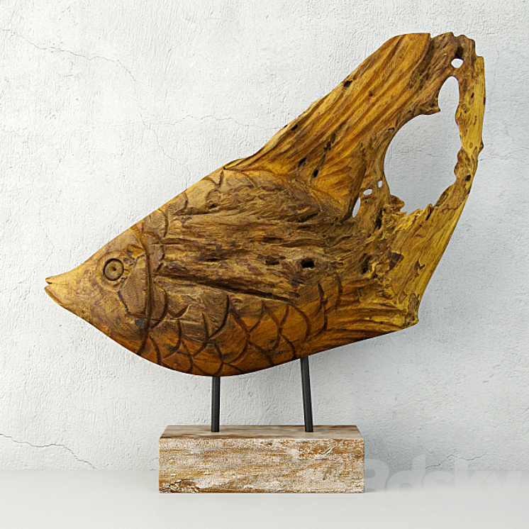 Reclaimed Teak Root Fish Sculpture - Other decorative objects - 3D model