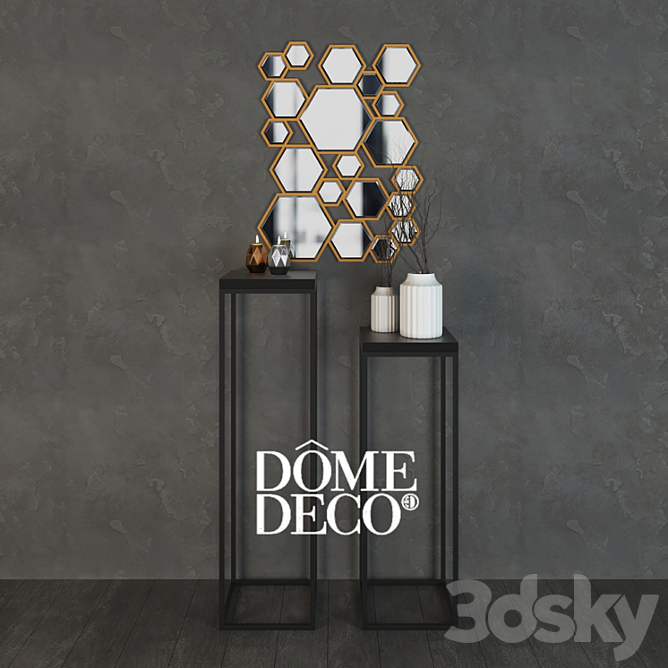 Dome Deco decor set with vases, consoles, mirror - Console - 3D model