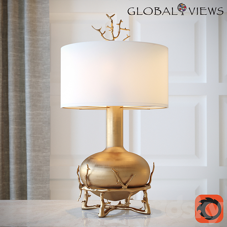 Fat Brass Twig Table Lamp - Table lamp - 3D model