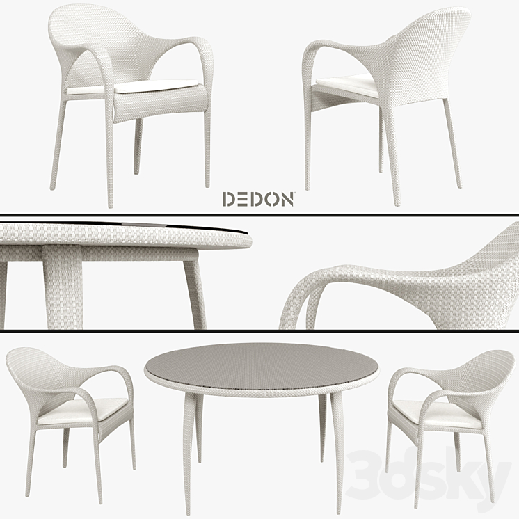 Chair and table collection Tango Dedon - Table + Chair - 3D model