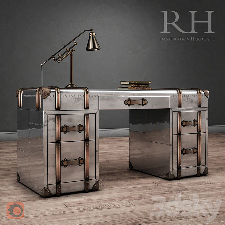 Buffet / RH Richards Metal Trunk Desk - Table - 3D model
