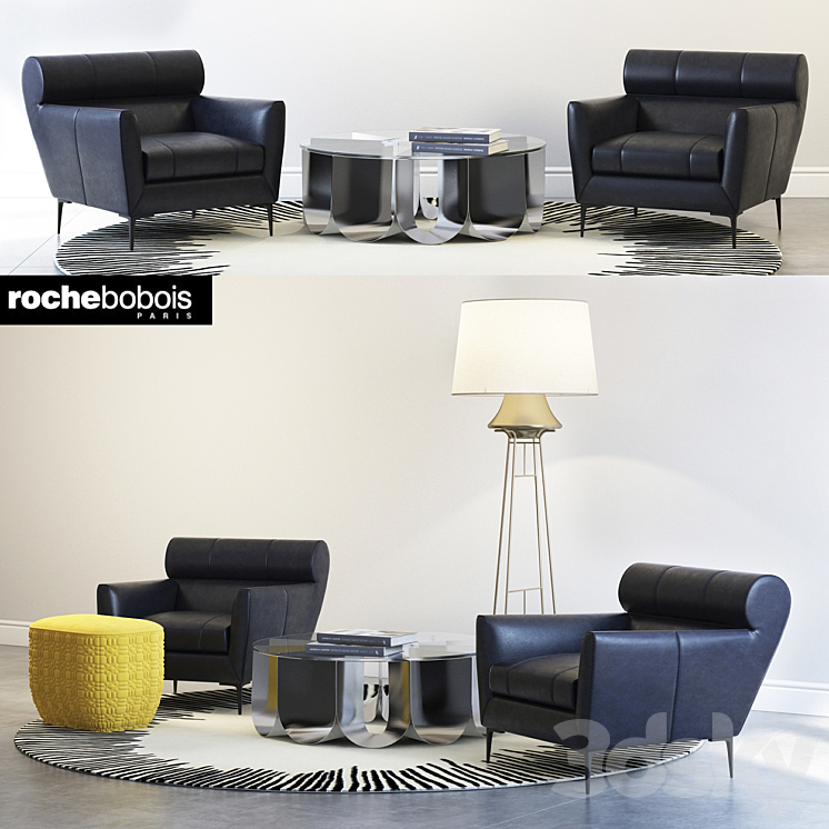 Roche bobois VIRGULE ARMCHAIR, PARIS SUNSET, TRILOGIE OTTOMAN - Arm ...