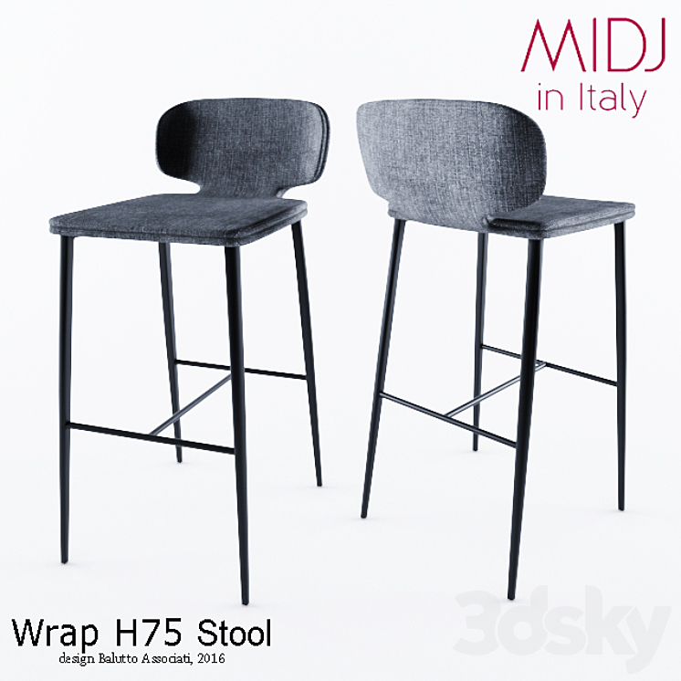 Wrap H75 Stool by MIDJ in Italy - Chair - 3D model