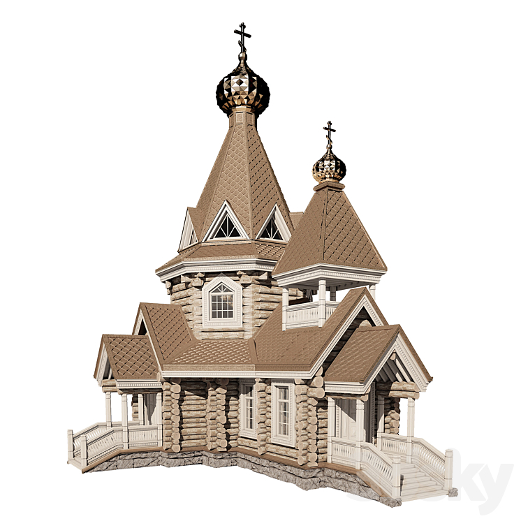 Church/ Russian log church - Building - 3D model