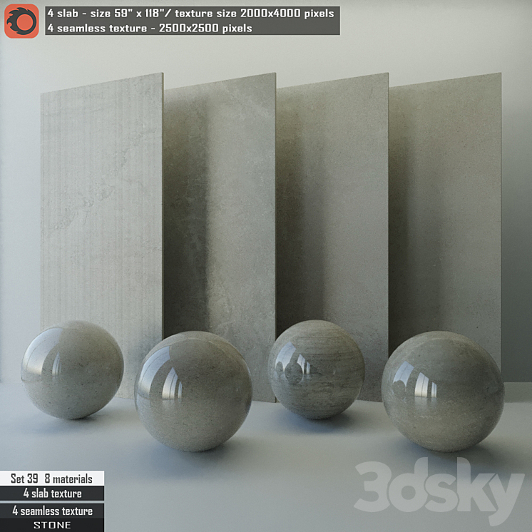 Stone slab & Seamless texture Set 39 - Stone - 3D model