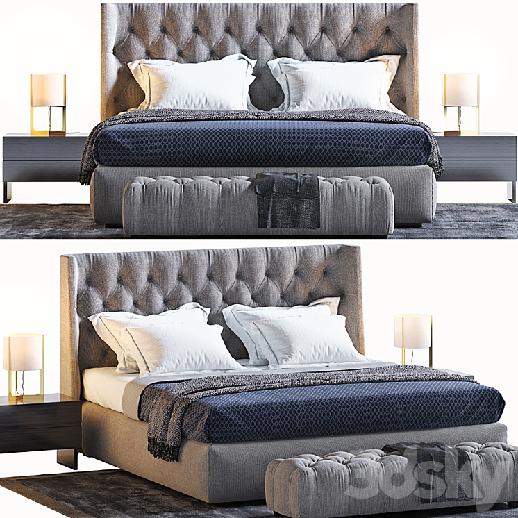MERIDIANI TURMAN LOW - Bed - 3D model