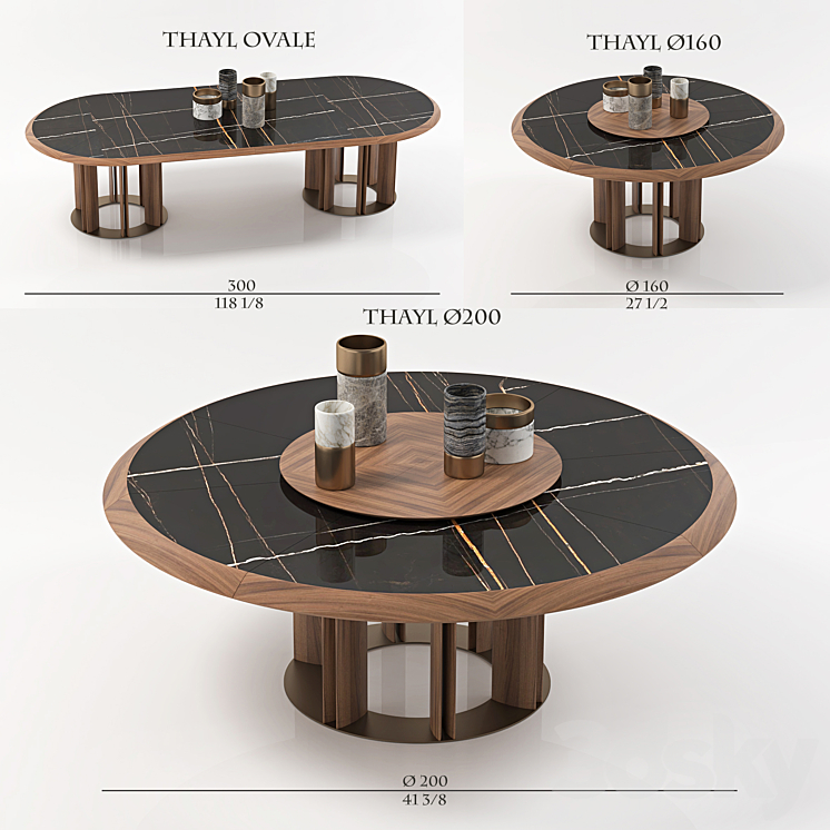 porada table THAYL 3 items - Table - 3D model