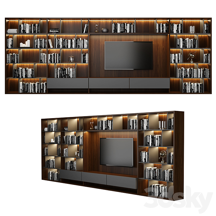 Bookcase Poliform 03 - TV Wall - 3D model