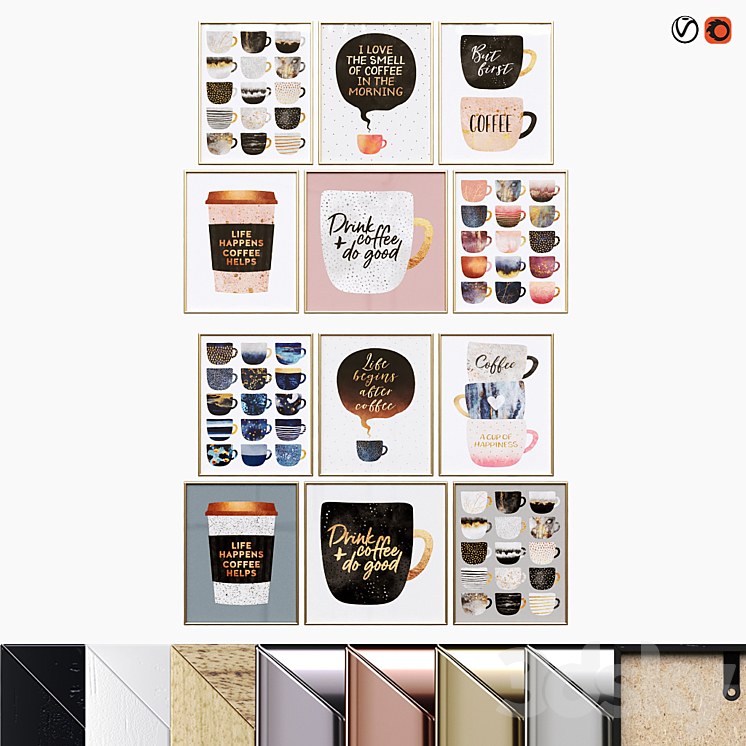 Poster Set "Coffee" - Frame - 3D model