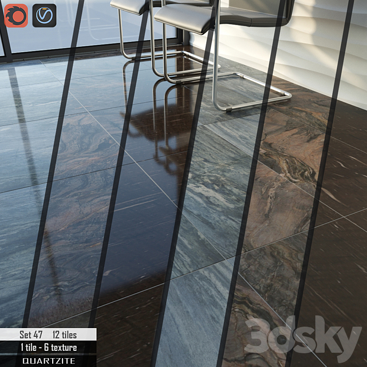 Stone tile Set 47 - Tile - 3D model