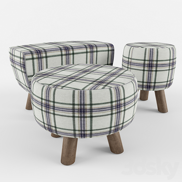 Tartan Stool - Other soft seating - 3D model