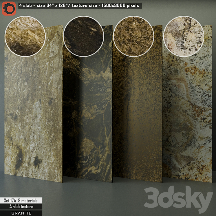 Granite Slab Set 174 - Stone - 3D model
