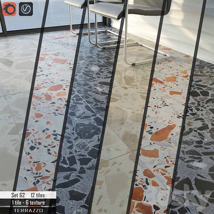 Stone tile Set 62 - Tile - 3D model