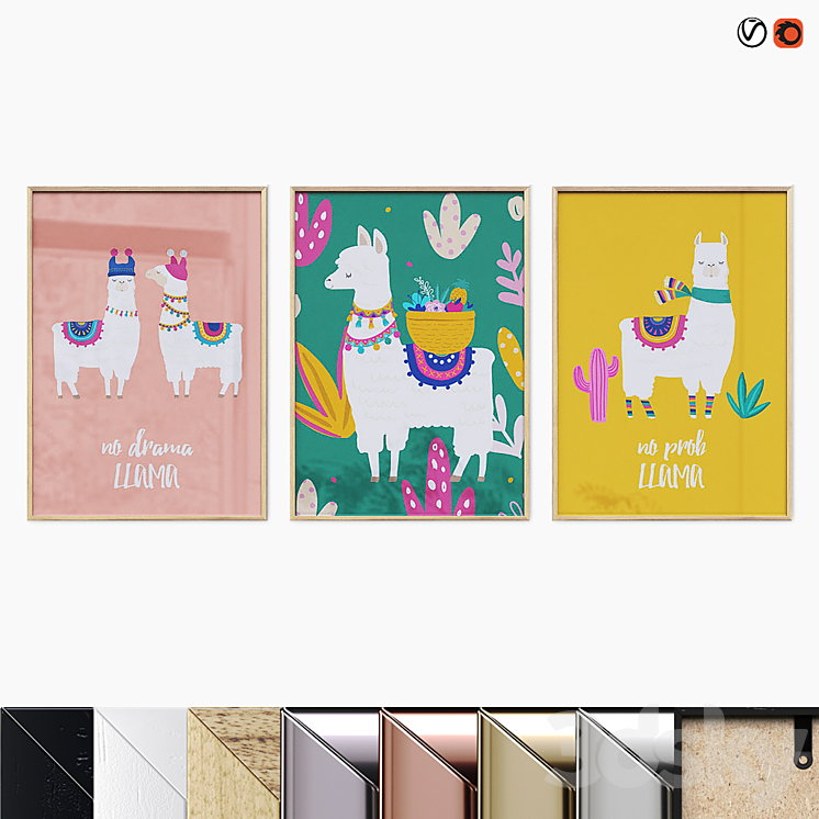 Poster Set "Llama" - Miscellaneous - 3D model