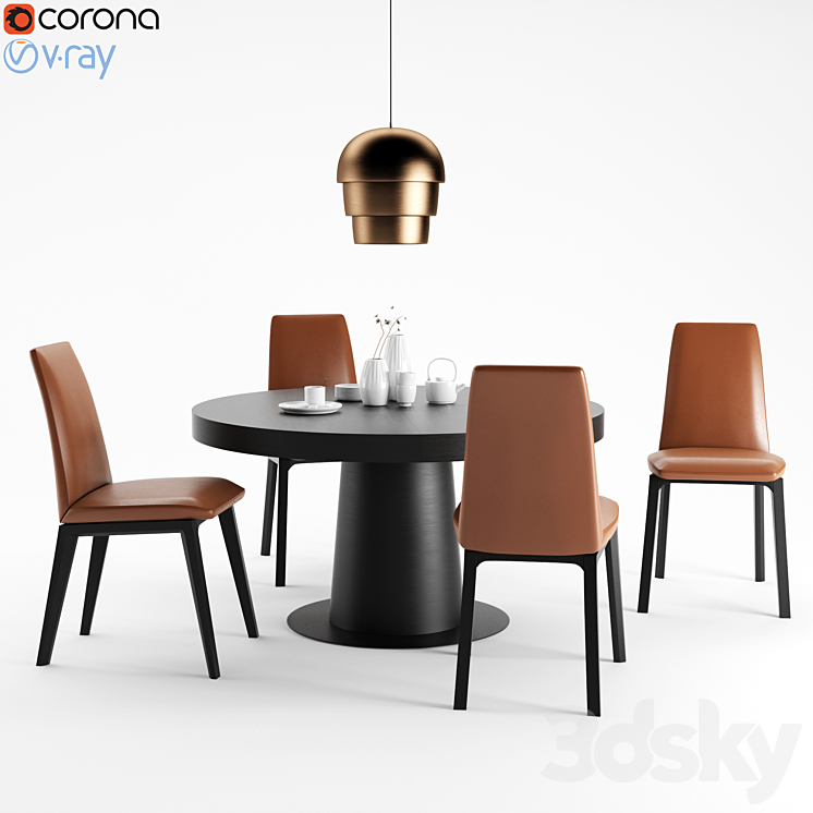 boconcept GRANADA LAUSANNE - Table + Chair - 3D model