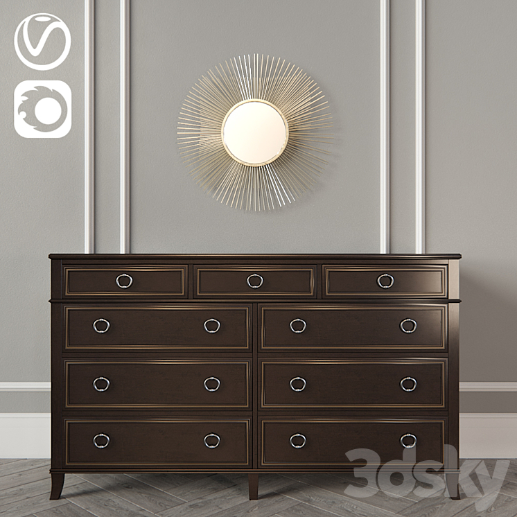Brooksby dresser and garda mirror - Sideboard & Chest of drawer - 3D model