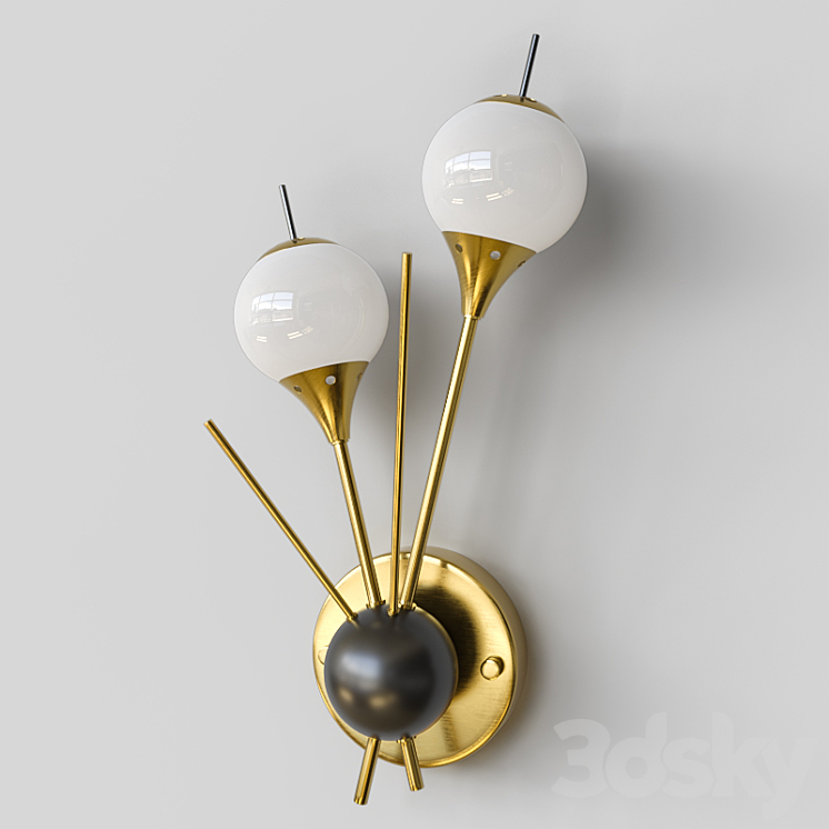 Sconce White Glass Globes Sputnik Wall Lamp - Wall light - 3D model