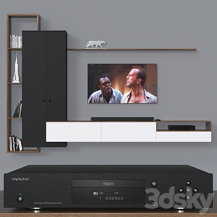 TV wall 019. - TV Wall - 3D model