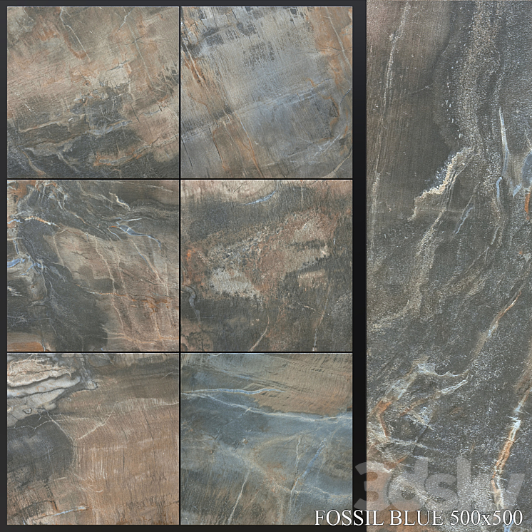 ABK Fossil Blue 500x500 - Tile - 3D model