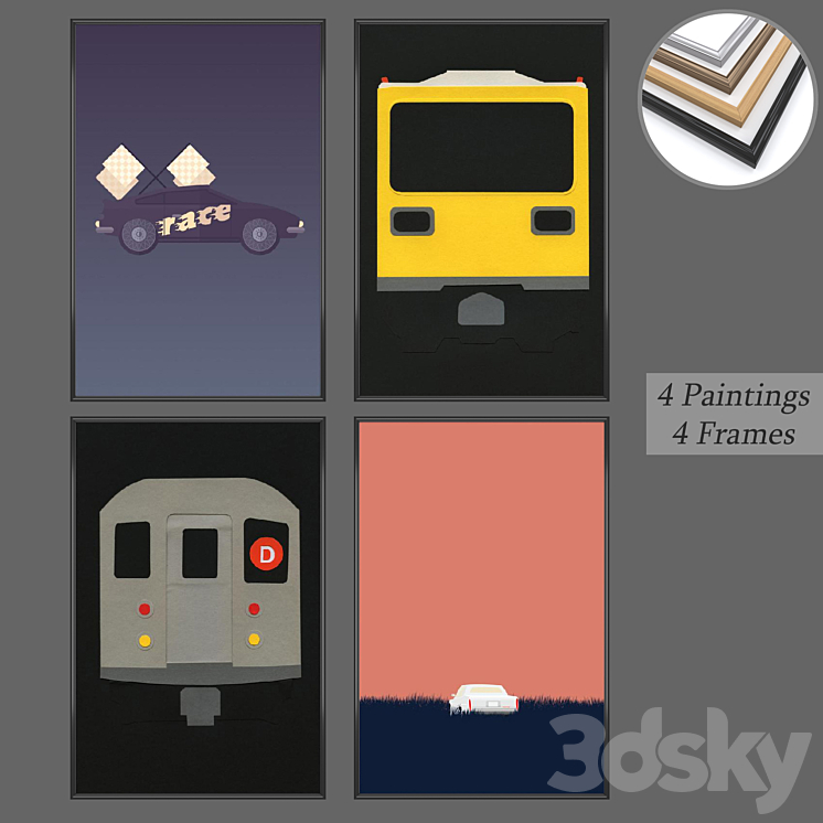 Set from wall paintings No 767 - Frame - 3D model