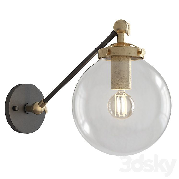 Bistro Globe Clear Glass Bra Gold - Wall light - 3D model