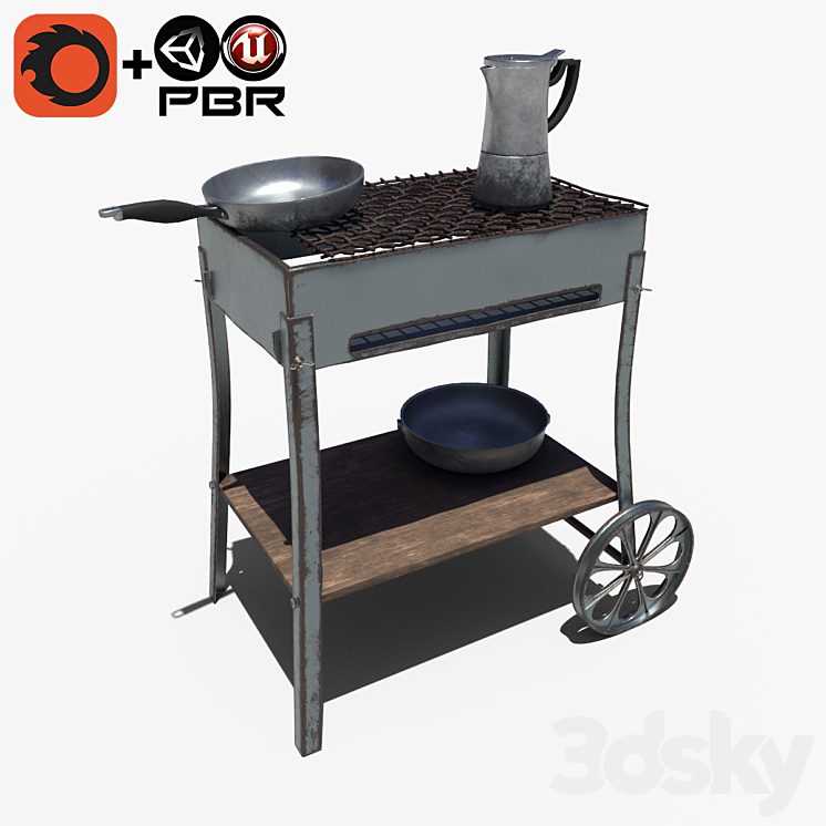 BBQ Set - Barbecue and grill - 3D model