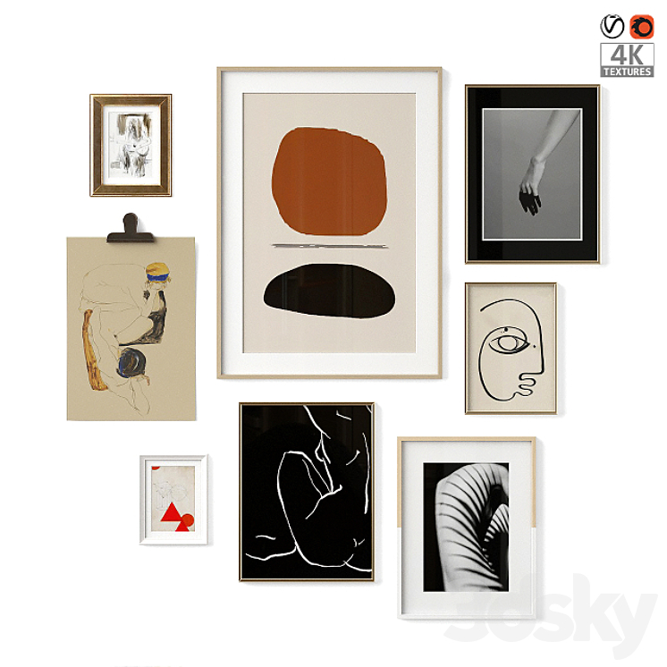 Mixed Poster Set 03 - Frame - 3D model