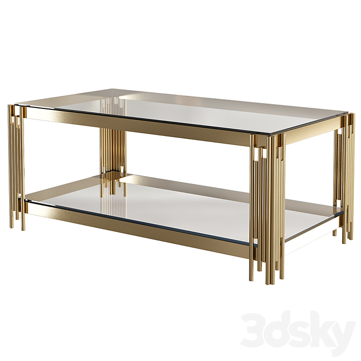 Avignon Rectangular Glass Top Coffee Table, Gold - Table - 3D model