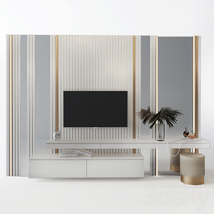 Dressing table and TV stand_5 - TV Wall - 3D model