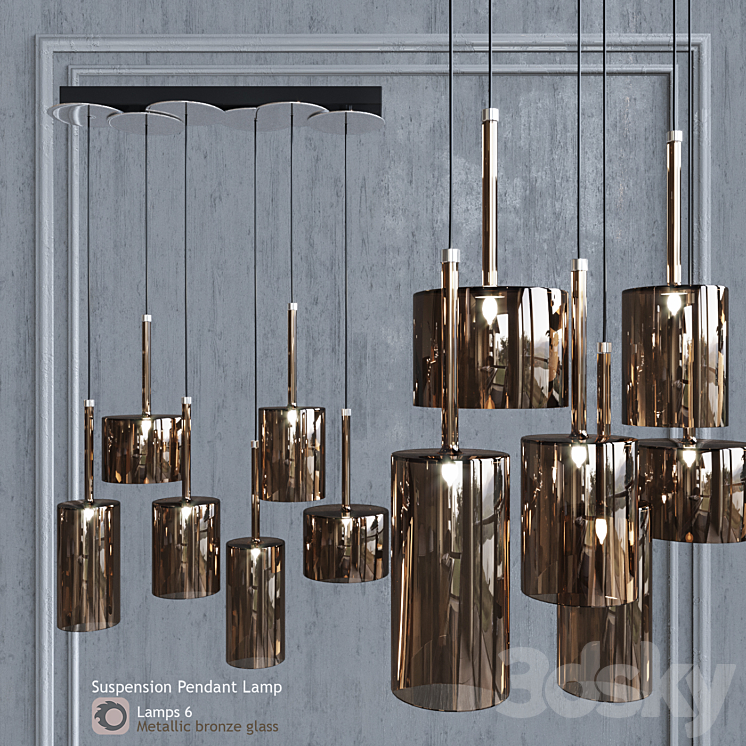 Pendant lamp AXO Light Spillray SP lamps 6 glass metallic bronze ...