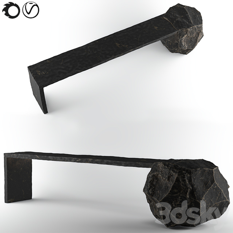 Rock bench - Urban environment - 3D model