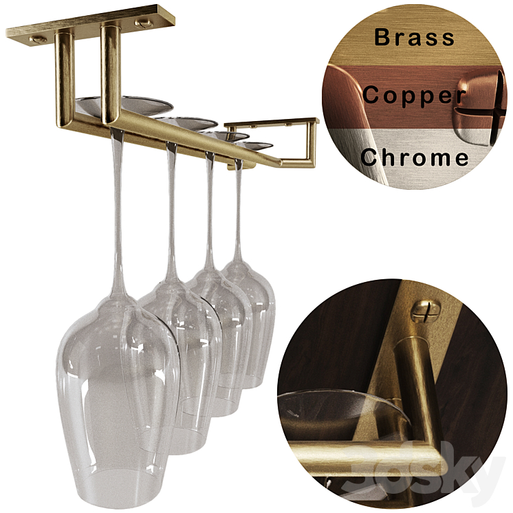 Linear Bar Glass Hanger - Tableware - 3D model