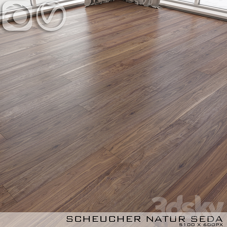 Parquet board Scheucher Walnut Natur Seda - Wood - 3D model