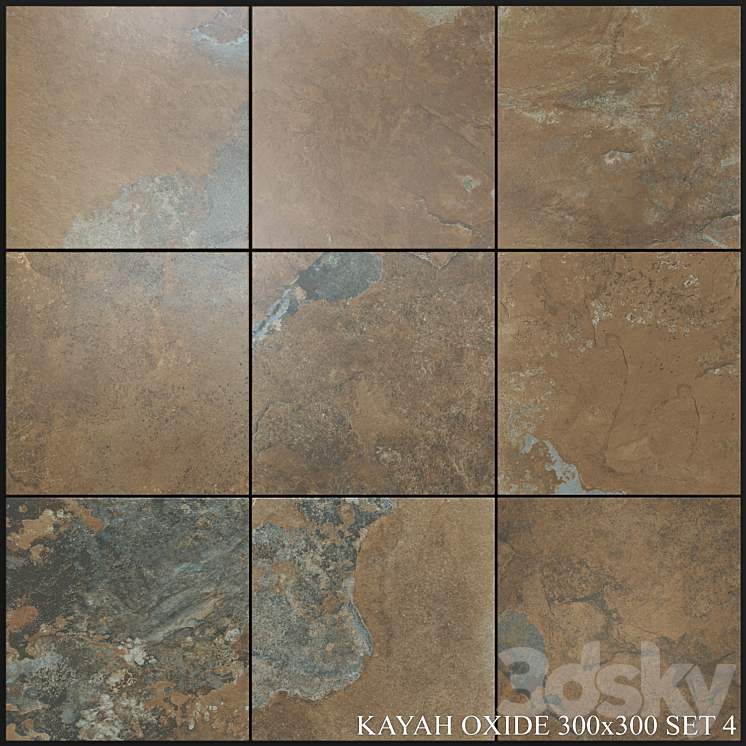 Yurtbay Seramik Kayah Oxide 300x300 Set 4 - Tile - 3D model