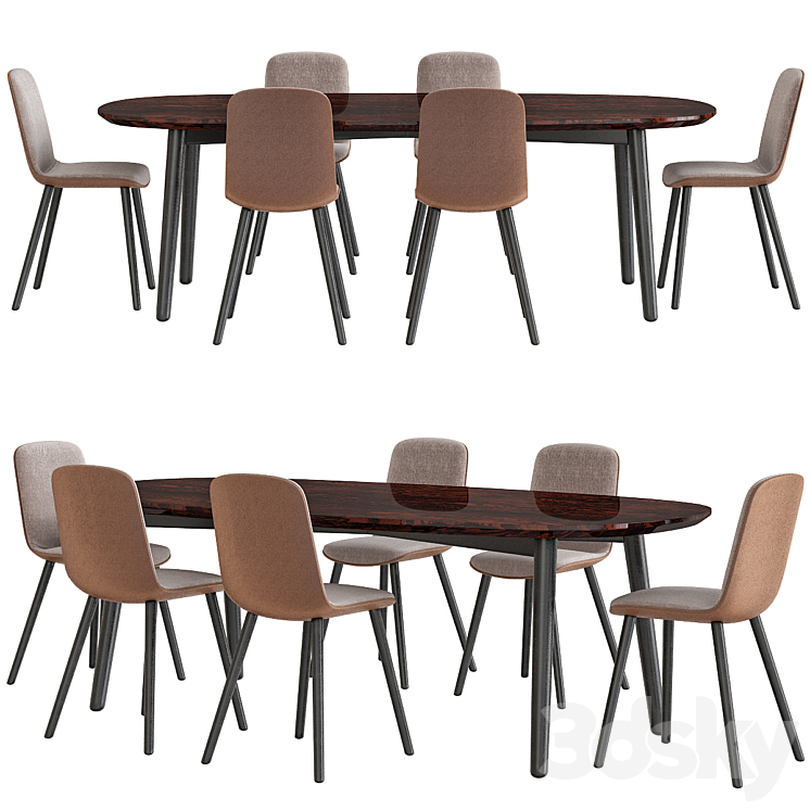 Poliform mad - Table + Chair - 3D model