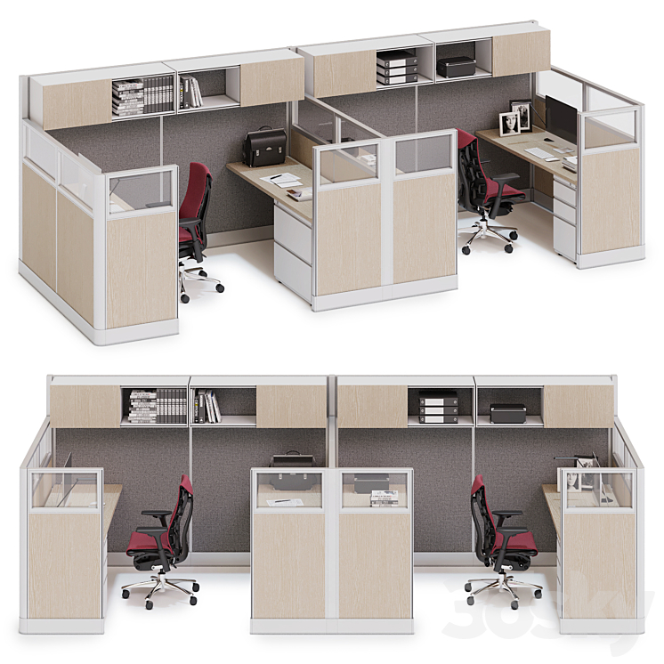 Herman Miller Action Office System (v11) - Office furniture - 3D model