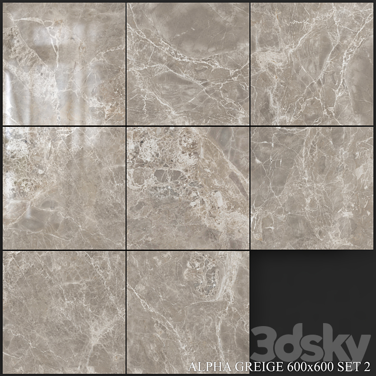 Yurtbay Seramik Alpha Greige 600x600 Set 2 - Tile - 3D model