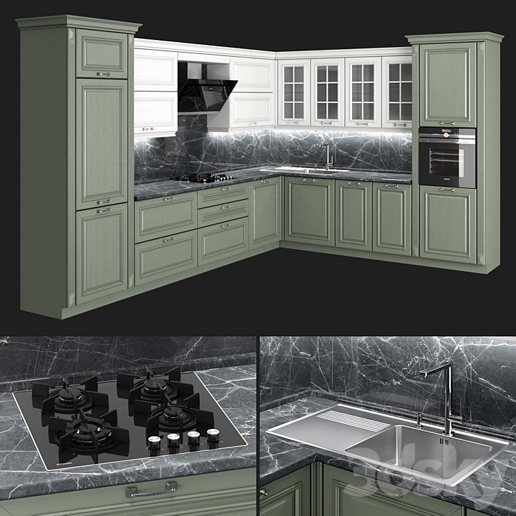 Corner kitchen - Kitchen - 3D model