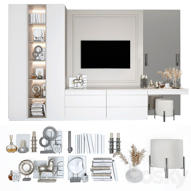 Dressing table and TV stand_11 - TV Wall - 3D model